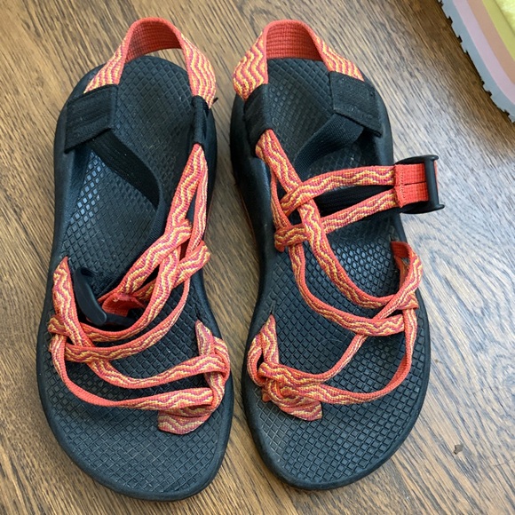 Chaco | Shoes | Chaco Red And Black Outdoor Sandals | Poshmark